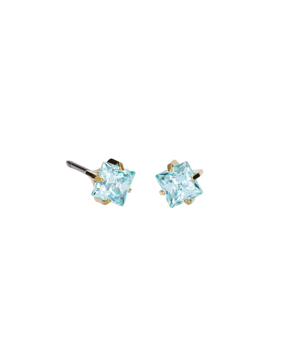 Gold Titanium Tiffany Edge 5mm, CZ Aquamarine – Blomdahl Singapore